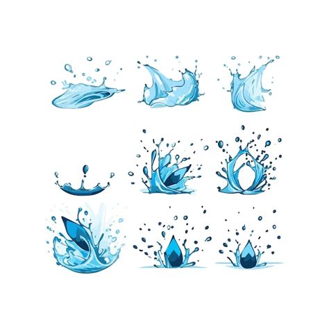 Простые элементы дизайна иллюстрации брызг воды изолированный белый фон Премиум Ai