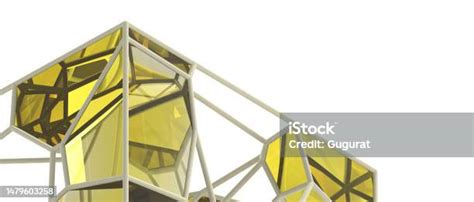 추상 아키텍처 배경입니다 건물 구조 혁신 및 지속 가능한 건설 기술 설계 개념이 노란색입니다 영감 복사 공간 배너 소프트웨어 3d 렌더링 3차원 형태에 대한 스톡 사진 및