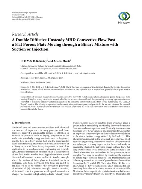 Pdf A Double Diffusive Unsteady Mhd Convective Flow Past A Flat Porous Plate Moving Through A