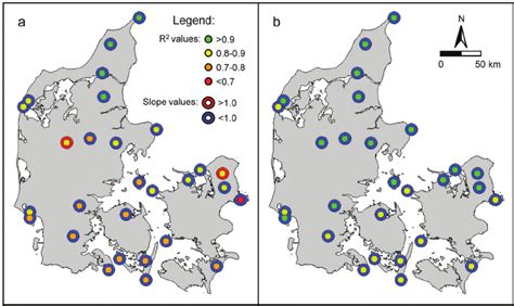 Spatial Pattern Of R 2 And Slope Values For The Linear Regressions