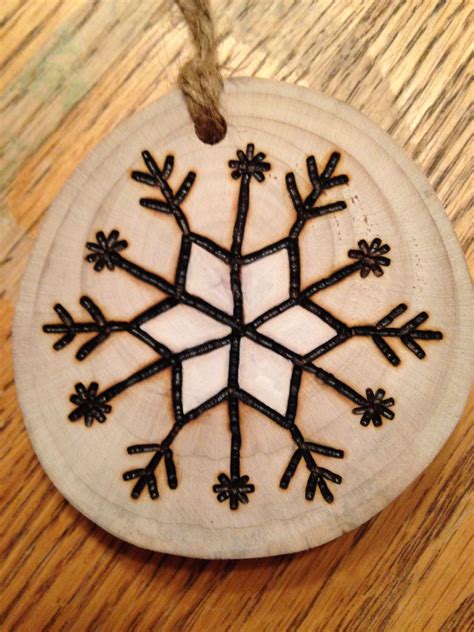 Rustic Snowflake Wood Burned Christmas Ornament