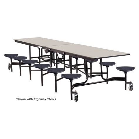 Quick Ship Mobile Cafeteria Table With 12 Stools 12l Mdf Core Prot Nextgen Furniture Inc