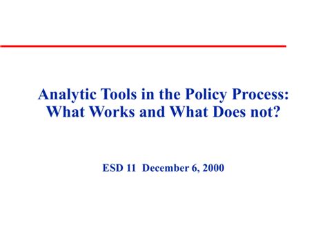 Analytic Tools In The Policy Process