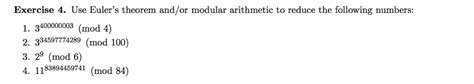 Solved Exercise 4 Use Eulers Theorem Andor Modular