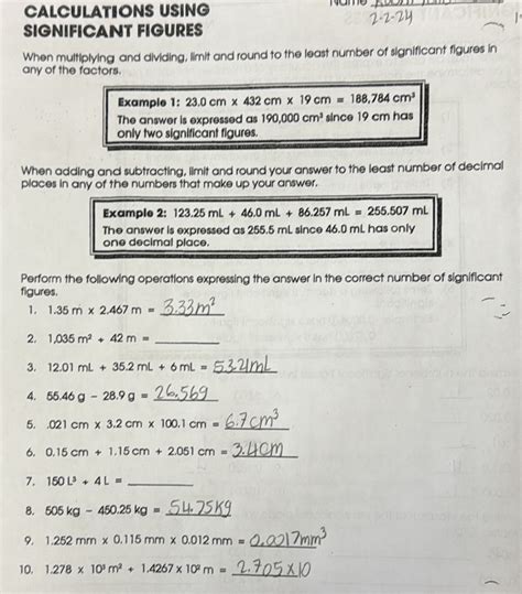 solved calculations using name significant figures when multiplying