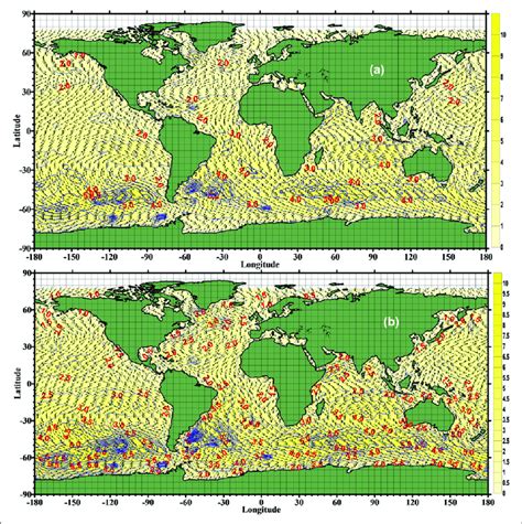Sample Outputs Of Wave Model Hindcasts Of A Wam And B Wavewatch Iii Download Scientific