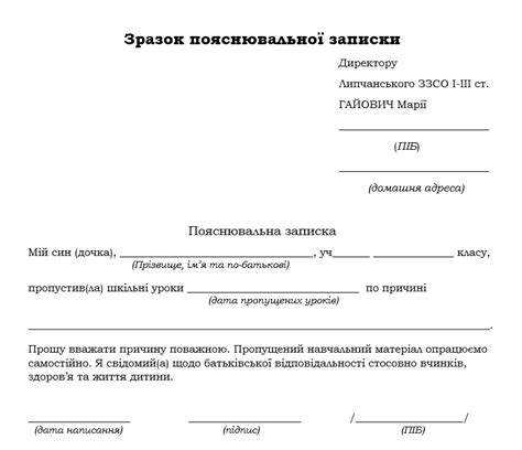 Зразок ПОЯСНЮВАЛЬНОЇ ЗАПИСКИ Липчанський ЗЗСО І ІІІ ступенів