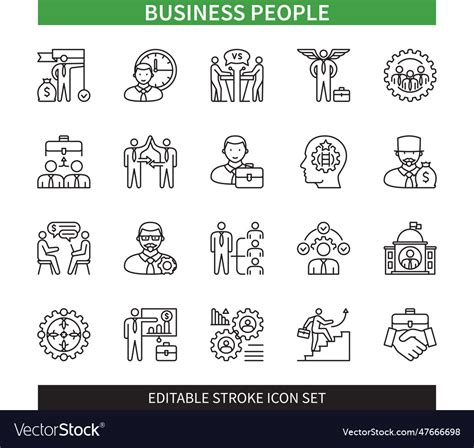 Business People Editable Stroke Icon Set Vector Image