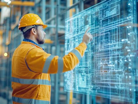 Worker Interacting With Digital Display Premium AI Generated Image