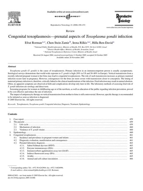 Pdf Congenital Toxoplasmosis—prenatal Aspects Of Toxoplasma Gondii