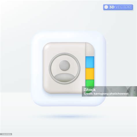 주소록 아이콘 기호 연락처 정보 친구 커뮤니케이션 비즈니스 파트너 개념 3d 벡터 격리 일러스트 레이 션 디자인 만화 파스텔 최소 스타일 디자인 Ux Ui 인쇄 광고의 경우