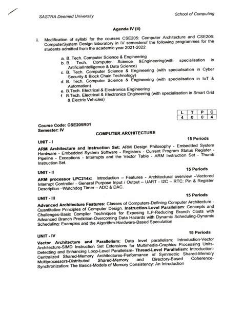 cse205r01 computer architecture btech cse pdf parallel computing