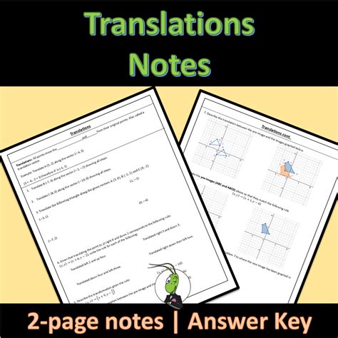 Translations Geometry Guided Notes Transformations And Symmetry Unit Classful