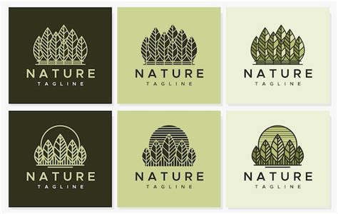 라인 파크 로고 디자인 템플릿입니다 리프 라인 로고 그래픽 벡터입니다 프리미엄 벡터