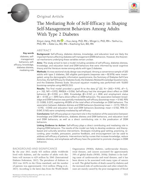 Pdf The Mediating Role Of Self‐efficacy In Shaping Self‐management