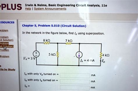 Solved Plus Irwin Nelmsbasic Engineering Circuit Analysis 11e Help I
