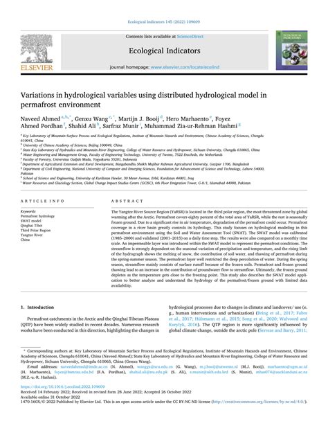 Pdf Variations In Hydrological Variables Using Distributed Hydrological Model In Permafrost