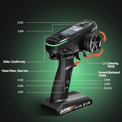 Dumborc Ddf 350 10ch Rc Transmitter With Full Metal Wheel Leds W X6dcg Receiver Bharat Hobby