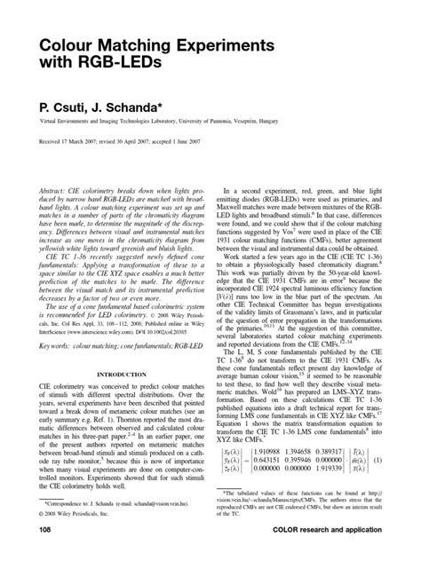 2008 Colour Matching Experiments With Led Rgbs Pdf Color Visual Perception 2008 Colour Matching Experiments With Led Rgbs Pdf Color Visual Perception