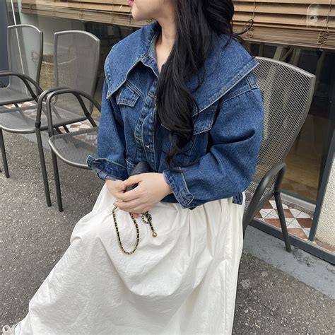 리리모드 세일러 빅카라 데님 자켓 숏 미니 코튼 중청자켓 퀄리티좋은 봄 아우터