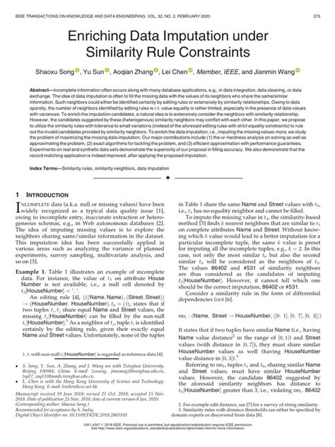 Data Imputation With Similarity Rules Pdf Data Linear Programming