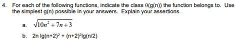 solved 4 for each of the following functions indicate the