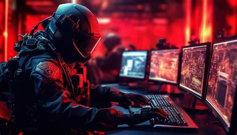 Premium Ai Image Code Red Battle Again Cyber Terrorism