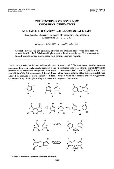 Pdf The Synthesis Of Some New Thiophene Derivatives