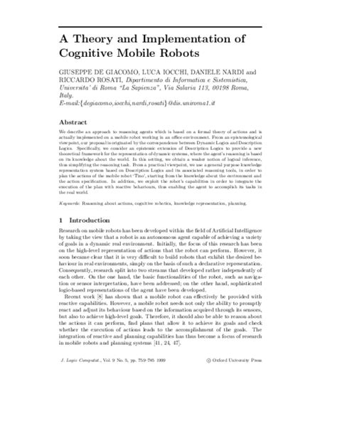 Pdf A Theory And Implementation Of Cognitive Mobile Robots