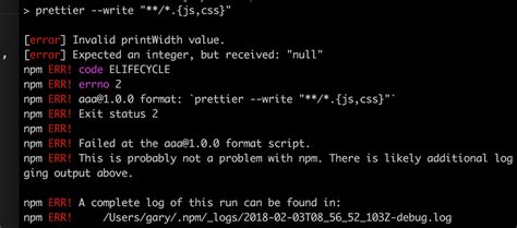 Invalid Printwidth Value Expected An Integer But Received Null · Issue 3880 · Prettier