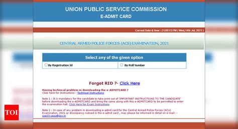 UPSC CAPF ACs E Admit Card 2021 Released Download Here Times Of India