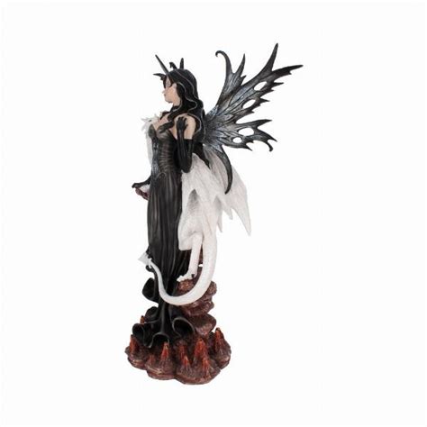 Isabelle Dark Fairy And White Dragon Large Statue Figurine Gothic Ts
