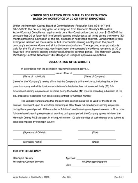 Vendor Declaration Form Fill Out And Sign Online Dochub