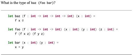 Solved What Is The Type Of Baz Foo Bar Let Bazf Int →