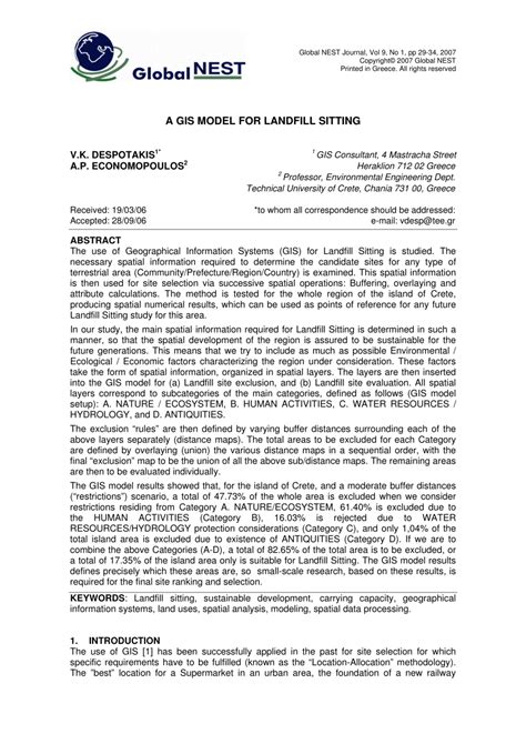 Pdf A Gis Model For Landfill Siting