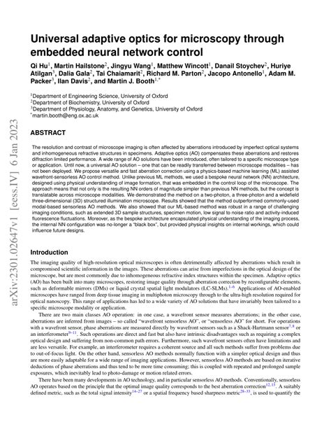 Pdf Universal Adaptive Optics For Microscopy Through Embedded Neural