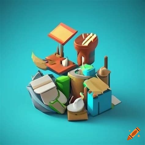 3d Isometric Representation Of Scrap And Junk On Craiyon