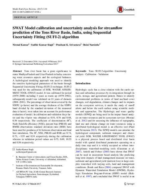 Pdf Swat Model Calibration And Uncertainty Analysis For Streamflow