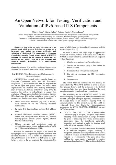 Pdf An Open Network For Testing Verification And Validation Of Ipv6 Based Its Components