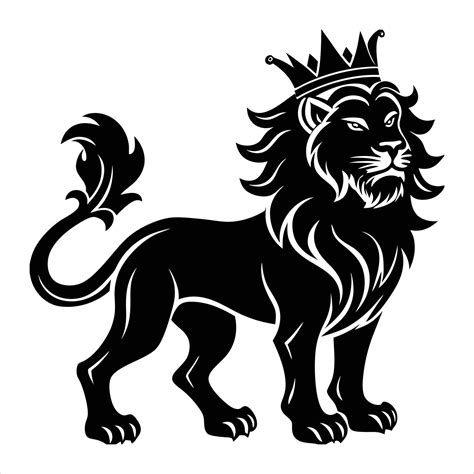 A Black And White Lion With A Crown On Its Head 57059090 Vector Art At