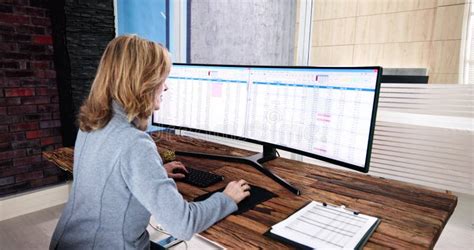 Data Analyst Woman Using Spreadsheet Stock Image Image Of Data Audit 270251783