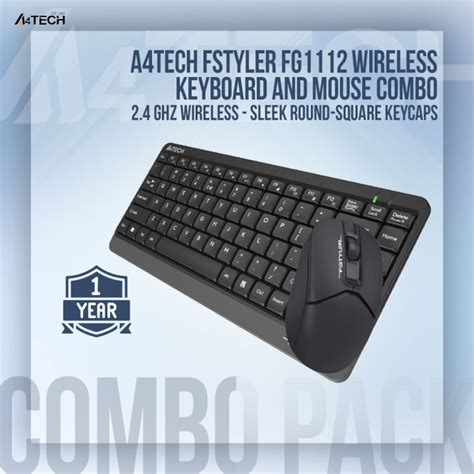 A4tech Fstyler Fg1112 Wireless Keyboard And Mouse Combo 2 4 Ghz Wireless Sleek Round Square
