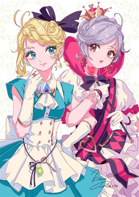 Safebooru 2girls Absurdres Artist Name Blonde Hair Earrings Grey Hair