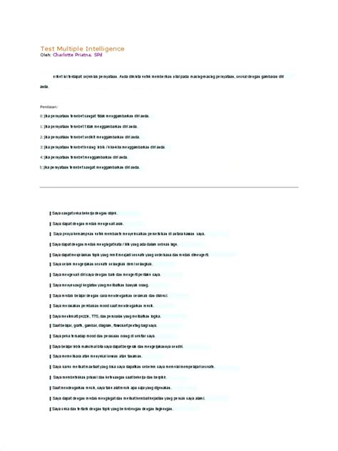 Pdf Test Multiple Intelligence Pdf