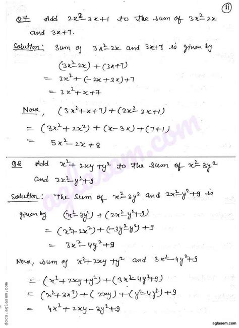 Rd Sharma Solutions For Class 7 Algebraic Expressions Exercise 72 Pdf