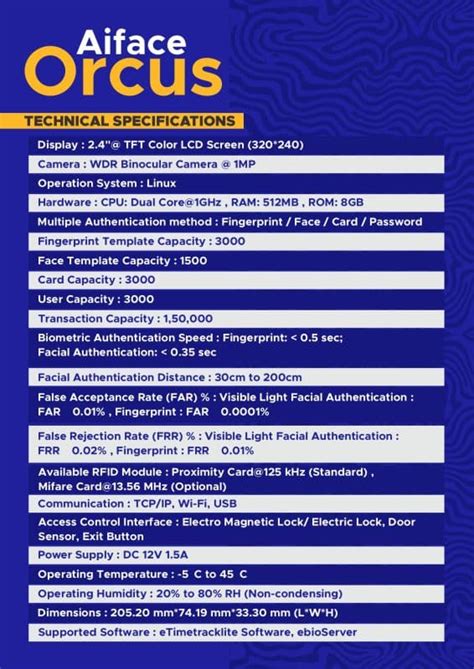 Essl Aiface Orcus Face Fingerprint Attendance Machine With Wi Fi