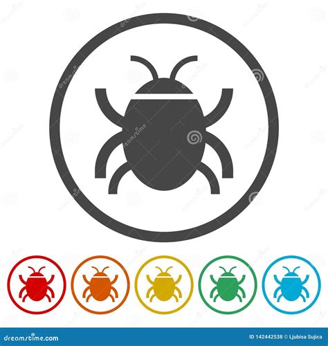 Software Bug Or Program Bug Icons Set Stock Vector Illustration Of Internet Graphic