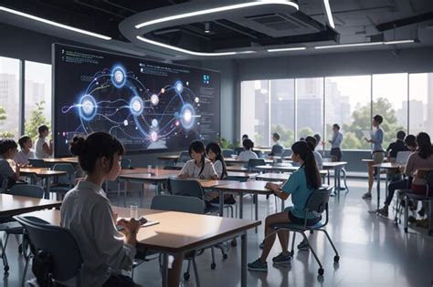 Premium Ai Image The Ai Educator How Artificial Intelligence Is Transforming Futuristic Classrooms
