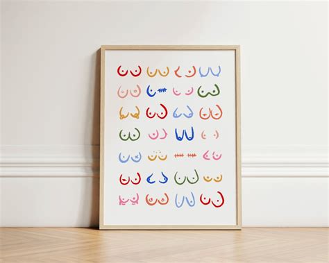 Boobies Print Wall Art Print Trendy Print Boob Print Colourful Wall