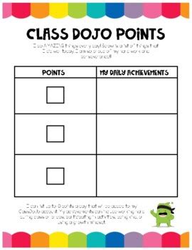 ClassDoJo Points Sheet By Unicorn Of Teaching TPT